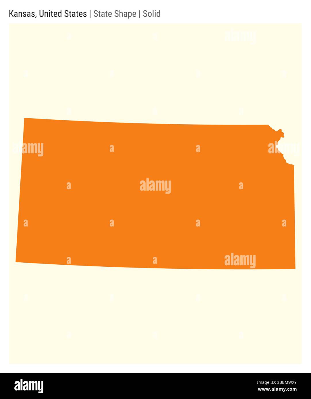 Kansas, United States. Simple vector map. State shape. Solid style ...