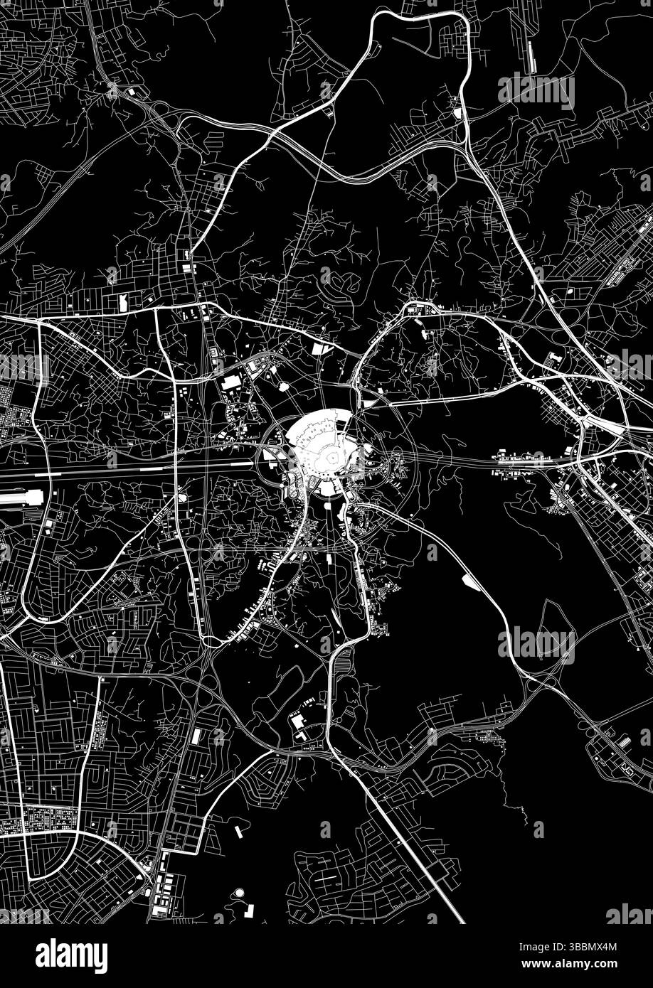 Vector city map of Mecca, Saudi Arabia – black and white urban street and building layout Stock ...