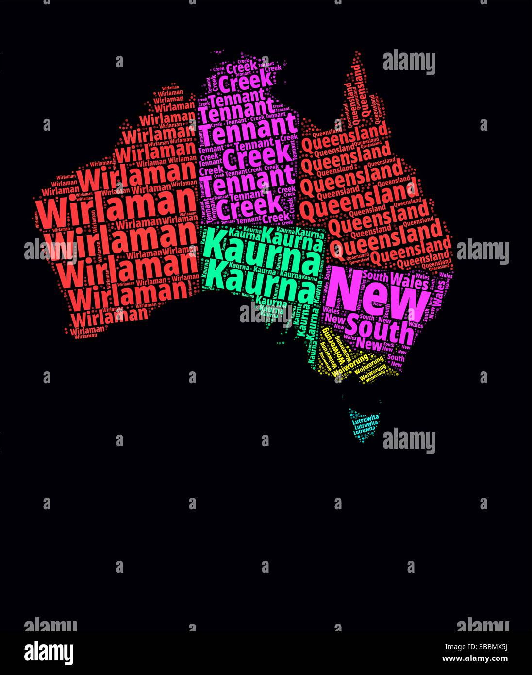 Australia Word Cloud. Region names of the country in English language ...
