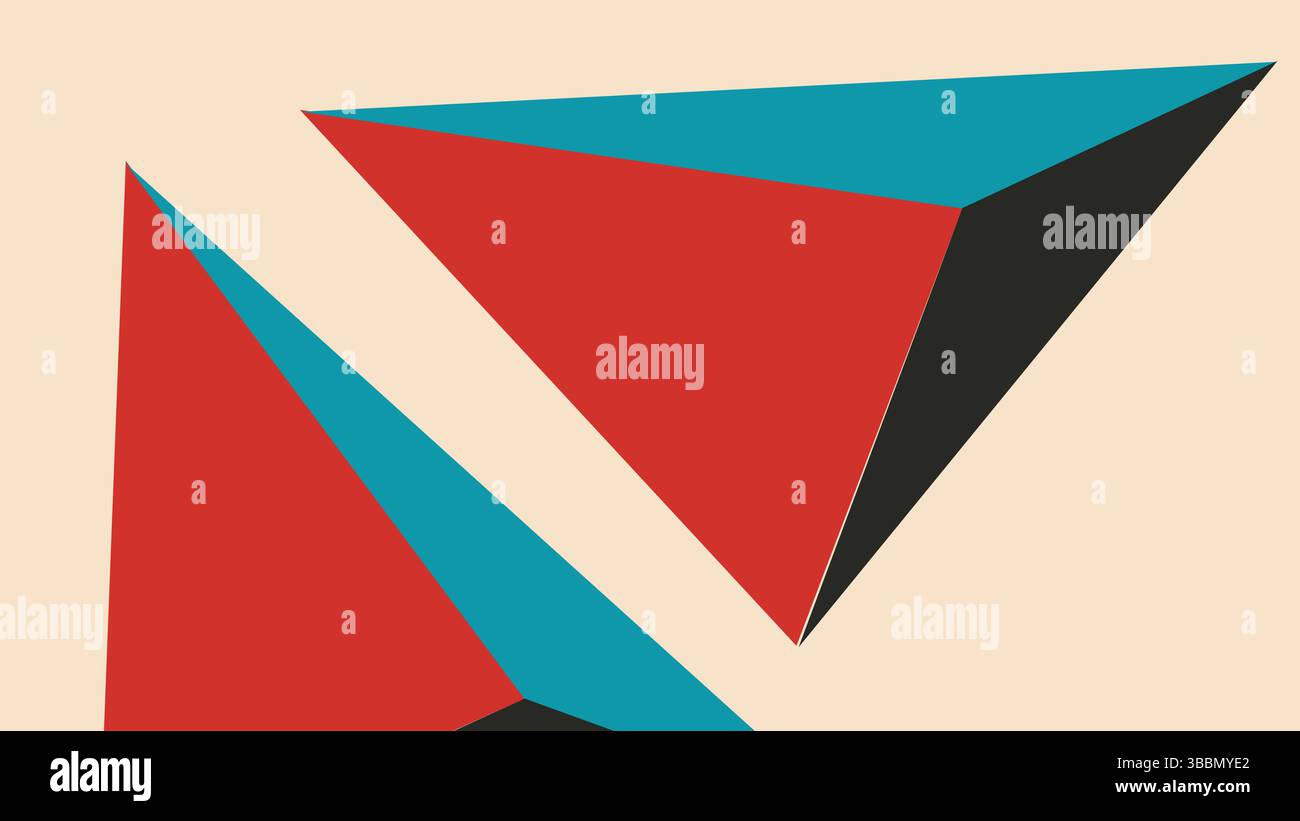 Geometric Red and Teal Triangular Prisms on Beige Stock Vector Image ...