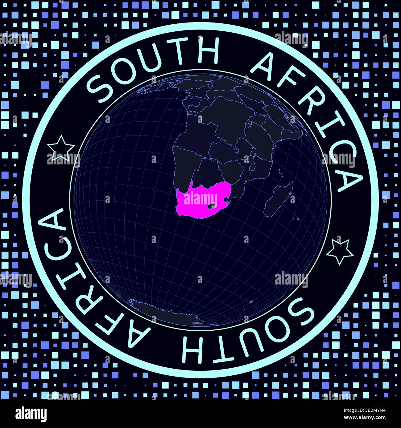 South Africa on globe vector. Futuristic satellite view of the world ...