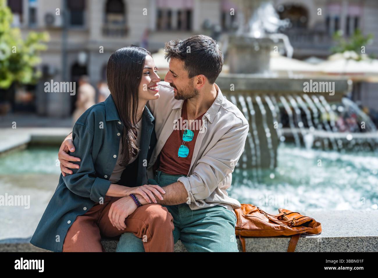 Couple goals. Young man and woman met on work and travel, fell in love ...