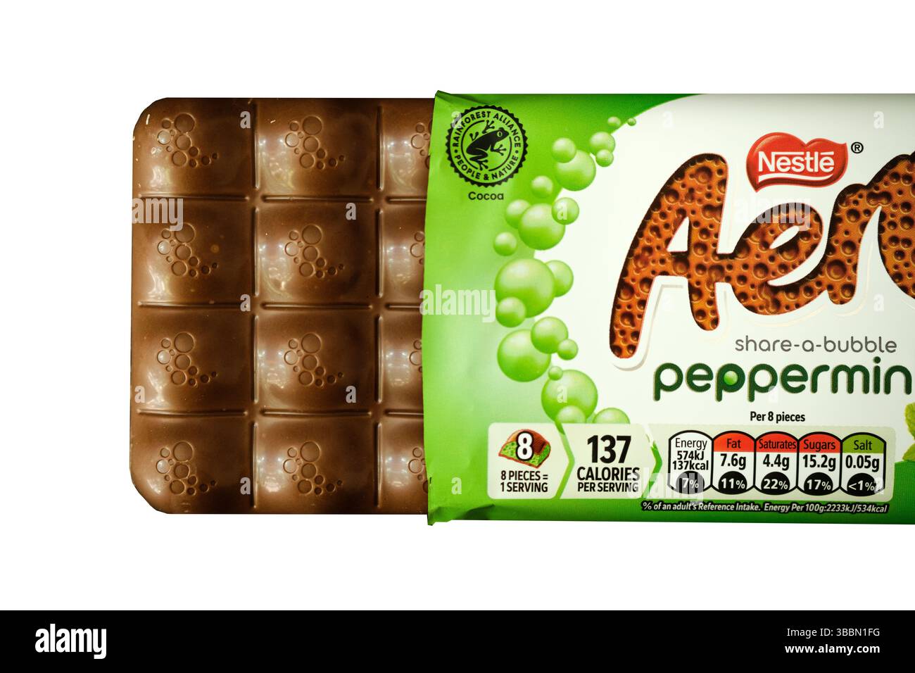 London UK, May 16 2025, Peppermint Flavoured Bar Of Aero Chocolate ...