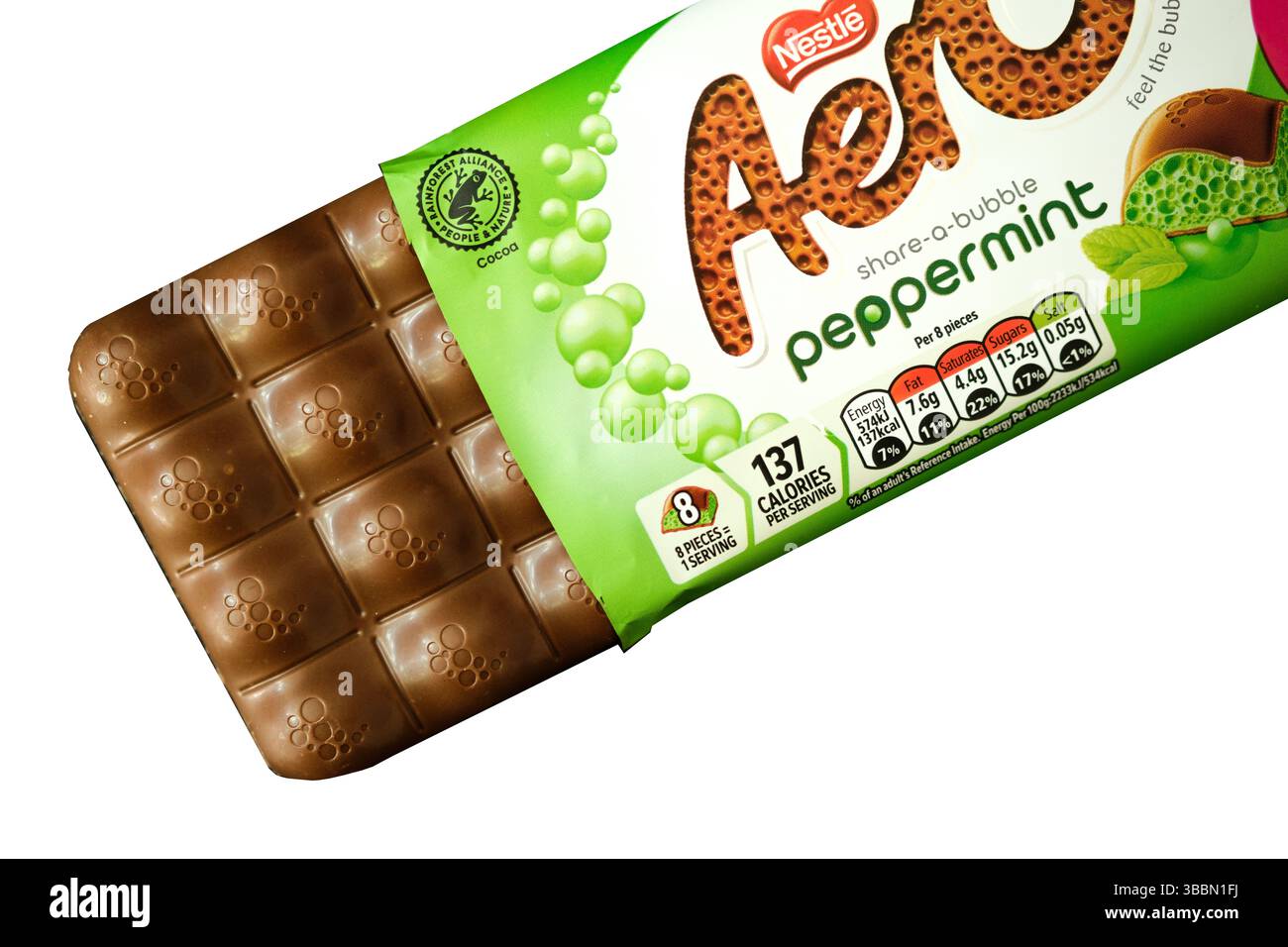 London UK, May 16 2025, Peppermint Flavoured Bar Of Aero Chocolate ...