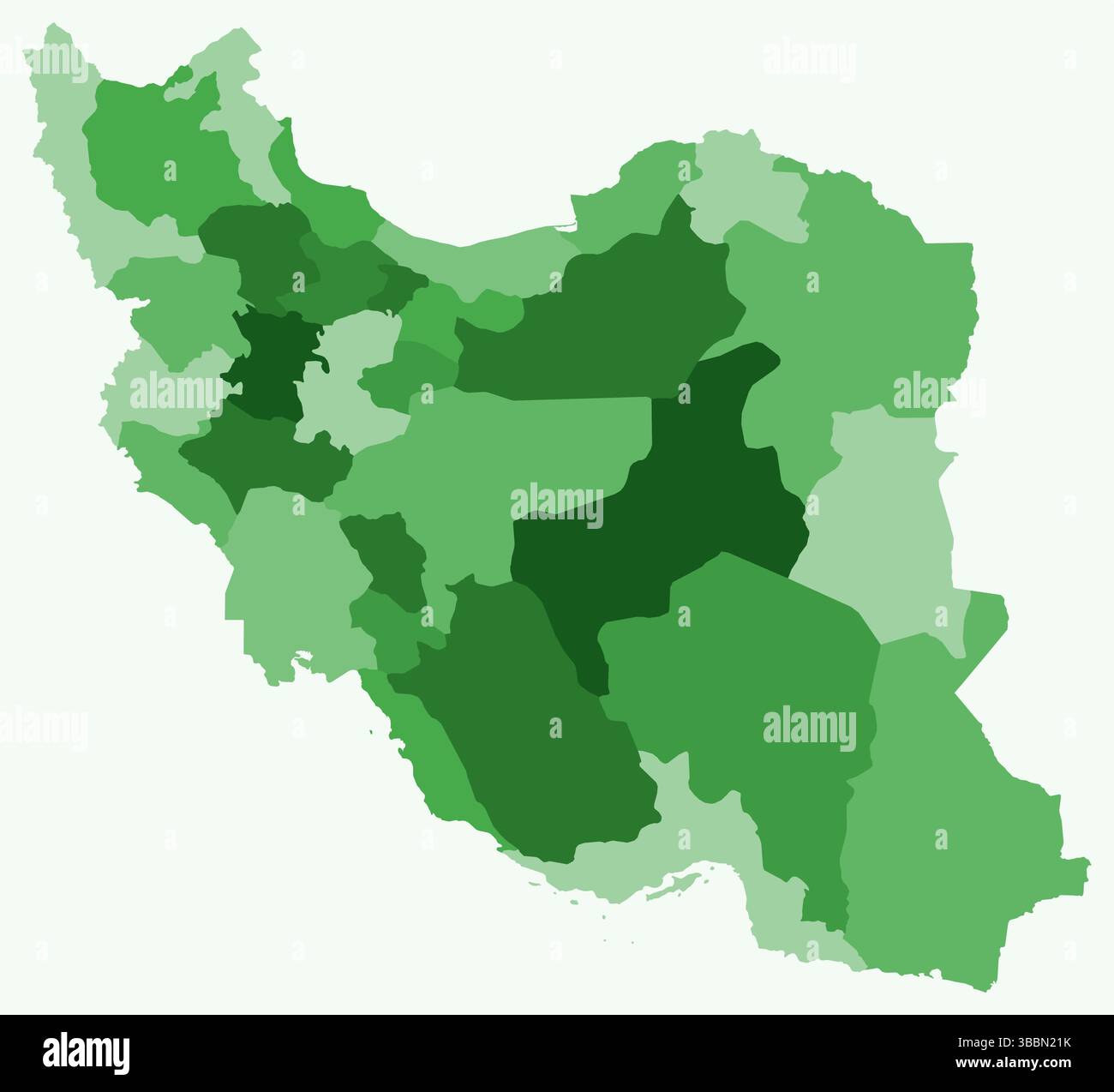 Map of Iran with regions. Just a simple country border map with region ...