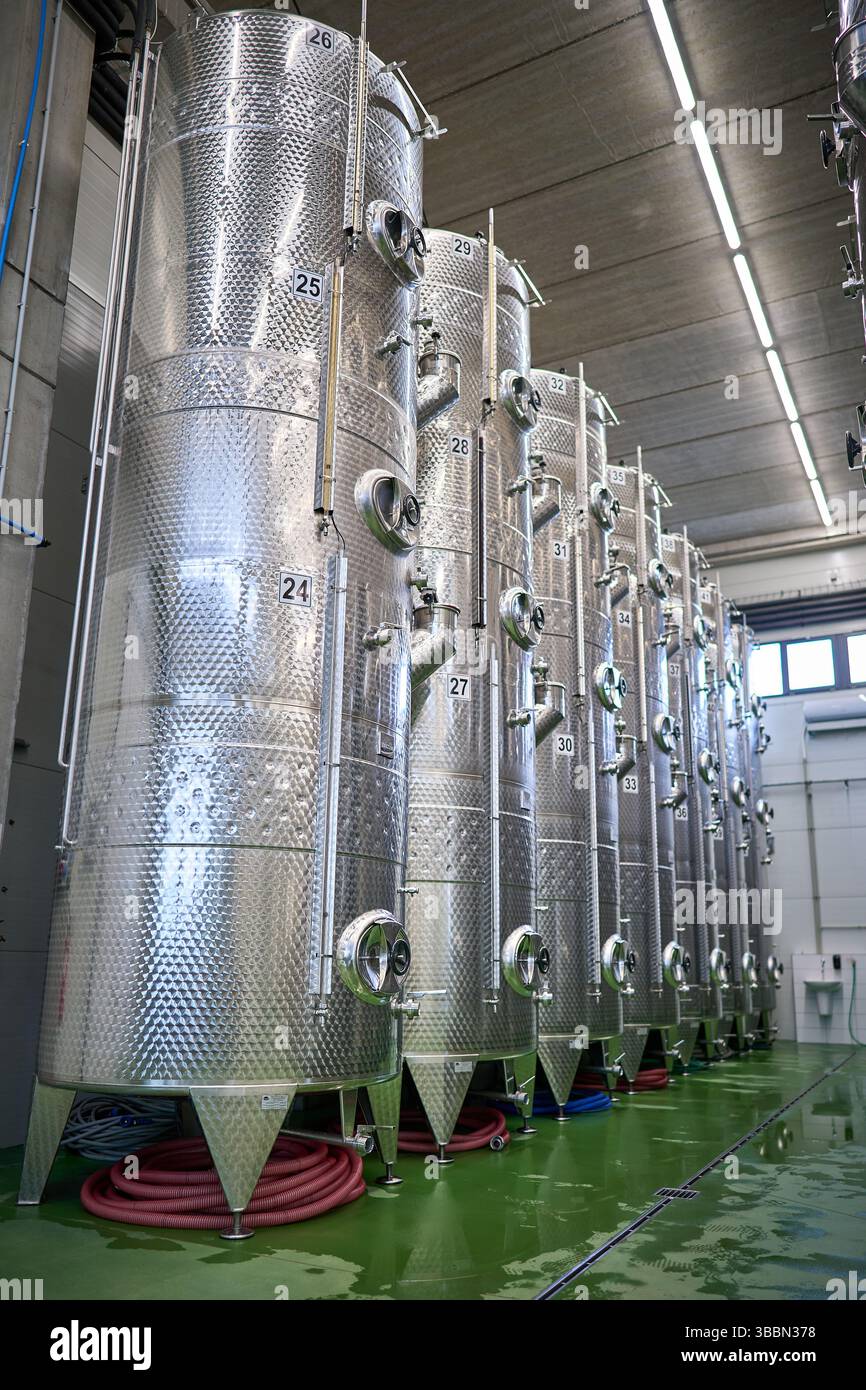 Large stainless steel wine tanks Stock Photo - Alamy