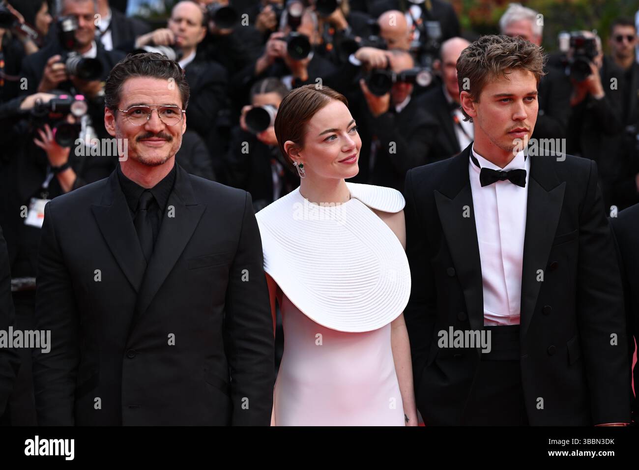 (left to right) Pedro Pascal, Emma Stone and Austin Butler attend the ...
