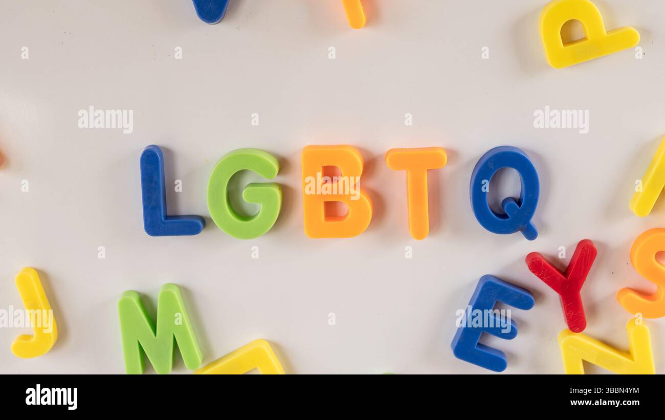 Colorful Magnetic Letters "LGBT" on a Wooden Frame Whiteboard in ...