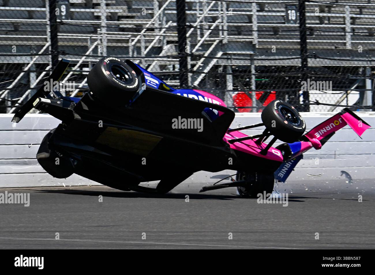 The car driven by Kyffin Simpson, of the Cayman Islands, goes airborne ...