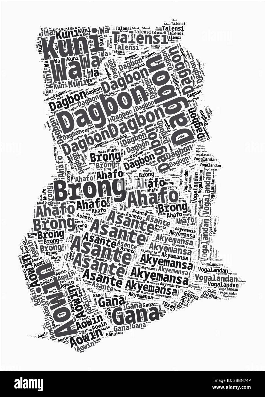 Ghana Text Style Regions. Country region names word clouds in English ...