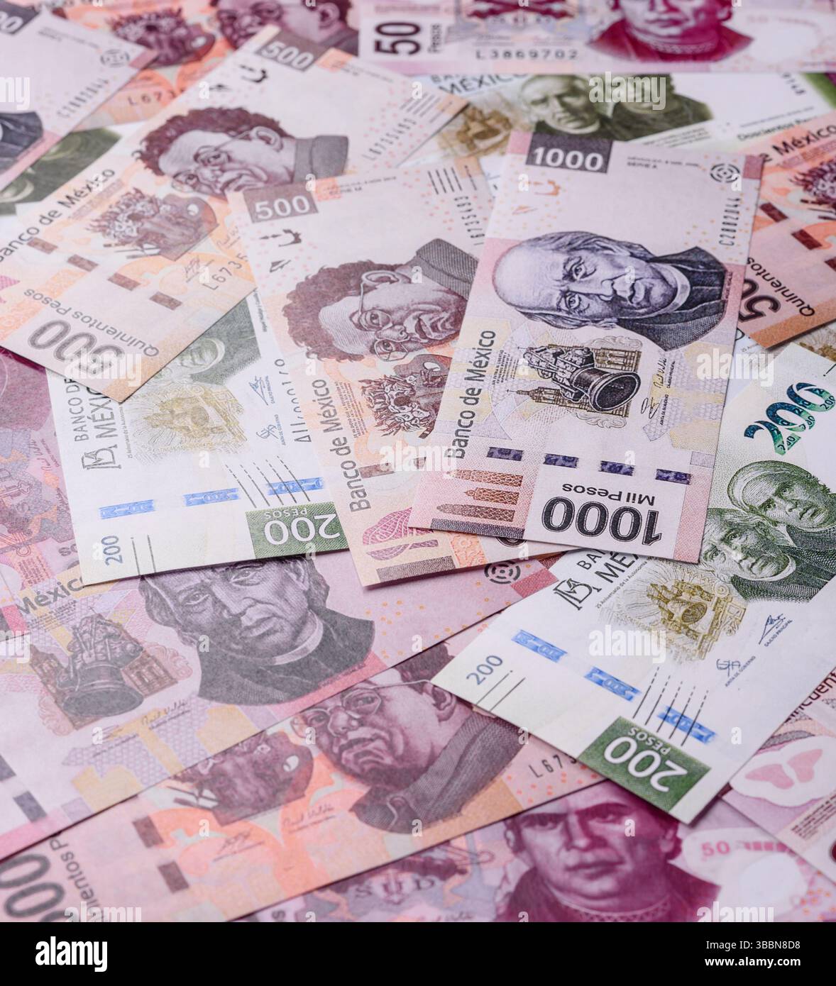 Money, Mexican currency, peso banknotes. Conceptual financial ...