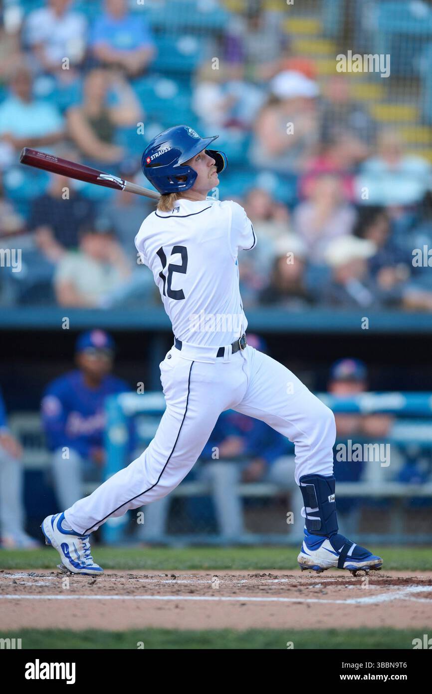 Asheville Tourists Walker Janek (12) swings at a pitch during a game ...