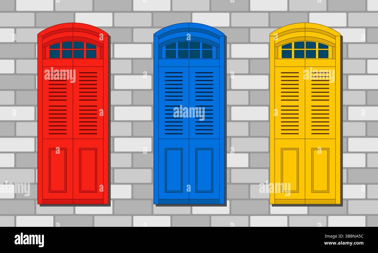 Blue door red frame Stock Vector Images - Alamy