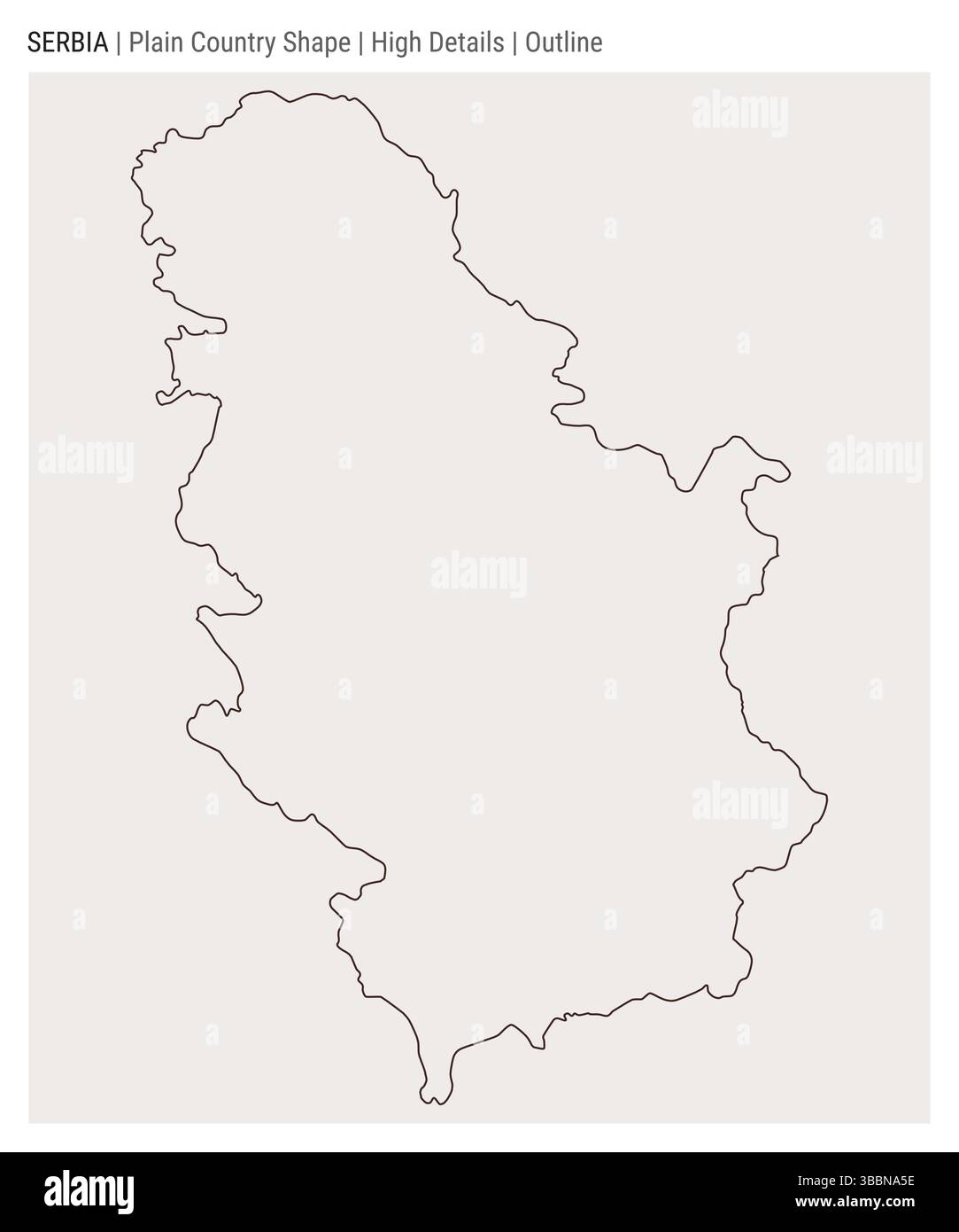 Serbia plain country map. High details. Outline style. Shape of Serbia ...