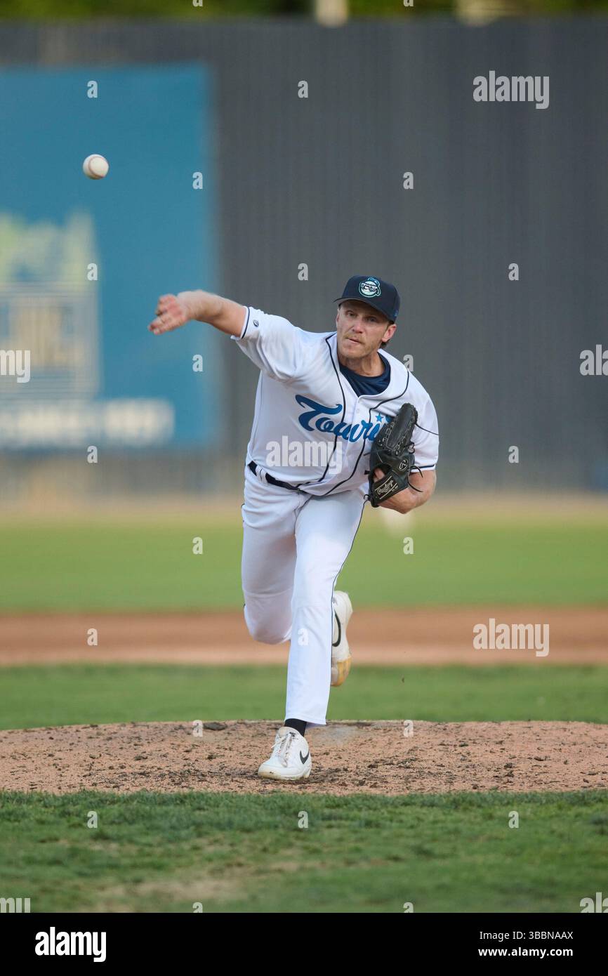 Asheville Tourists pitcher Garrett Apker (39) delivers a pitch during a game against the ...