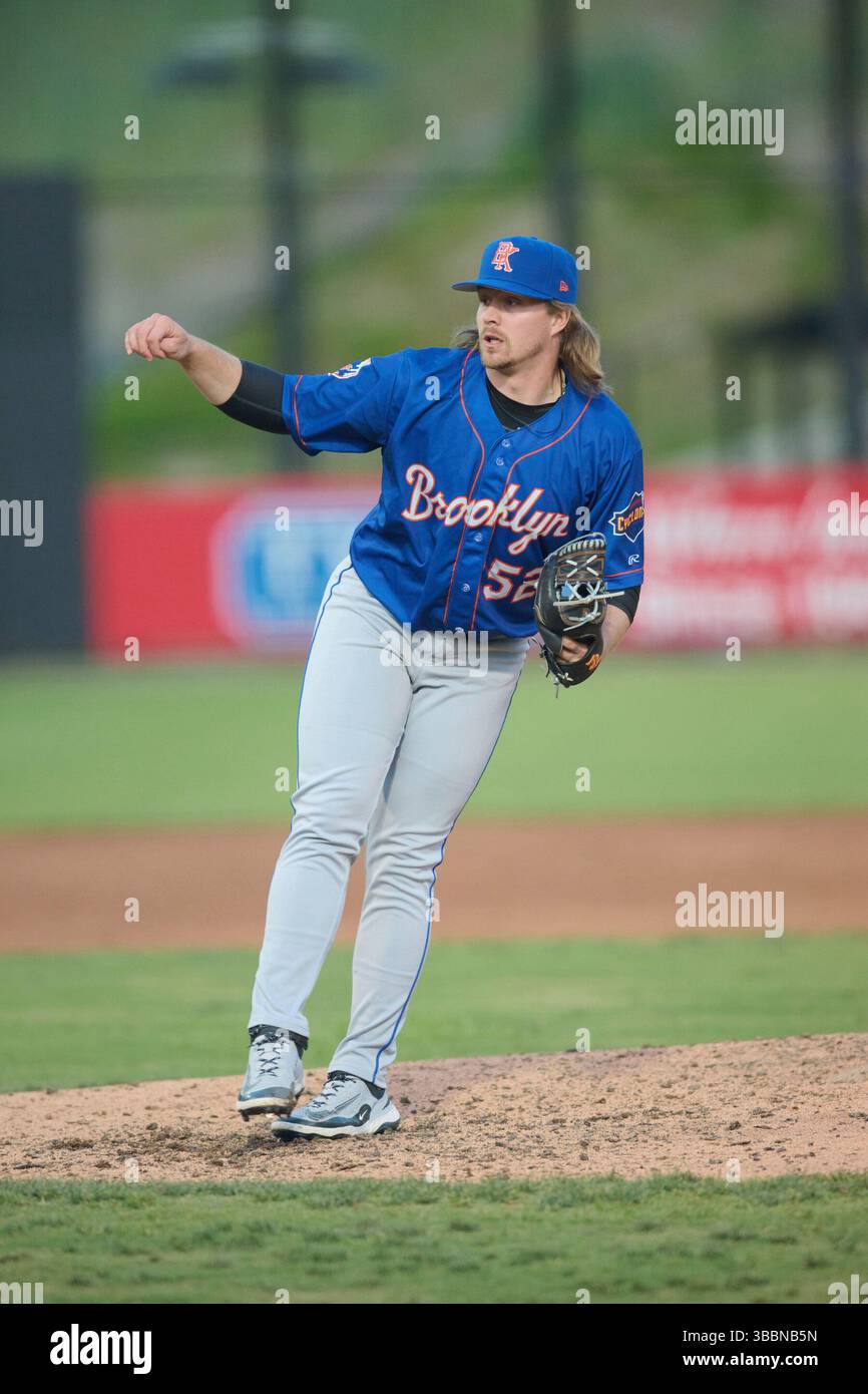 Brooklyn Cyclones pitcher Dakota Hawkins (52) delivers a pitch during a ...