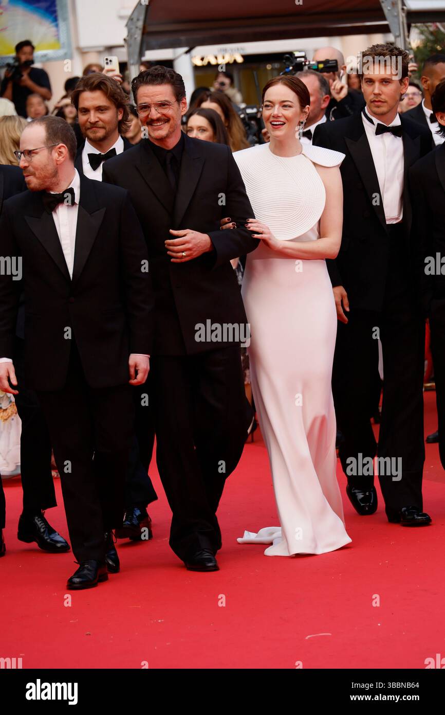 Director Ari Aster, from left, Luke Grimes, Pedro Pascal, Emma Stone ...