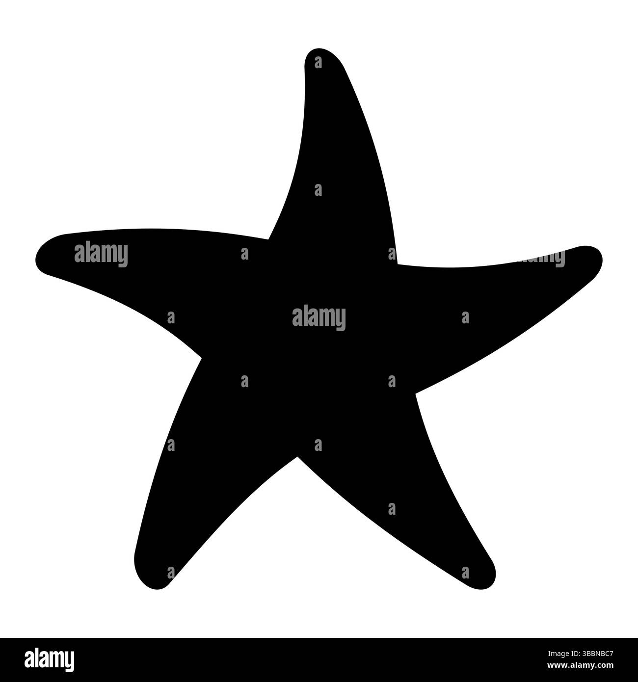 starfish sea star shape silhouette, black and white vector illustration ...