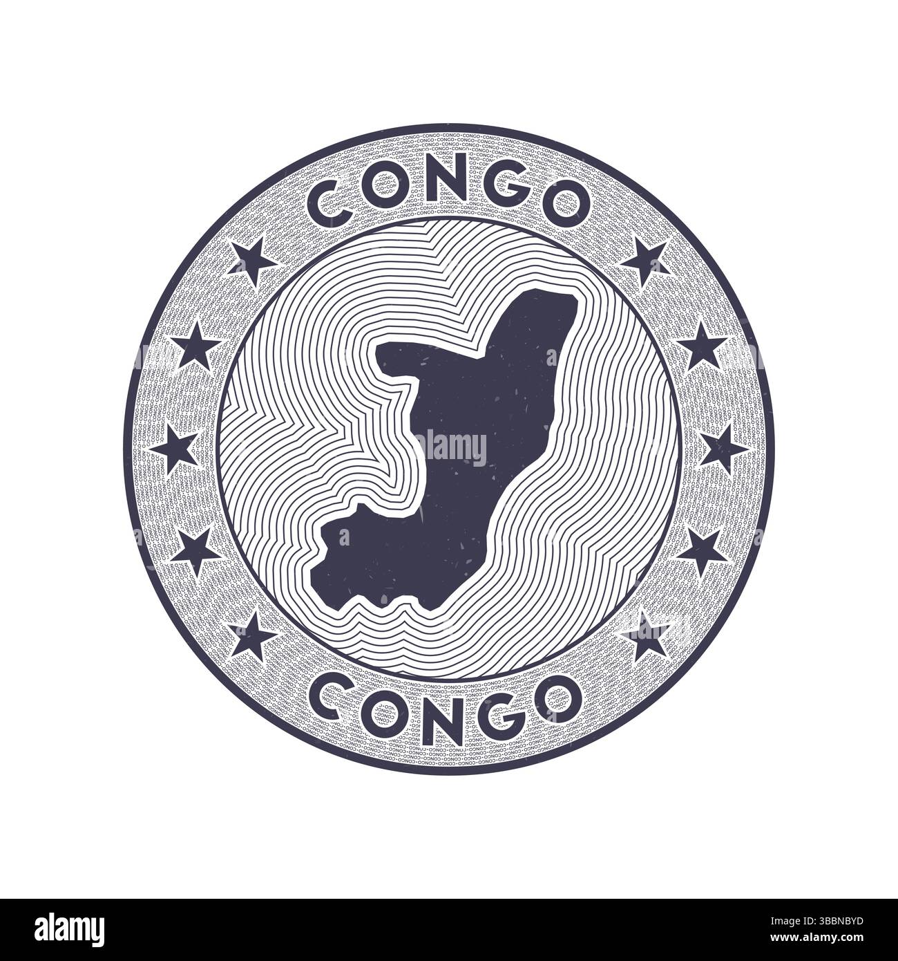 Congo round badge vector. Country round stamp with shape of Congo ...