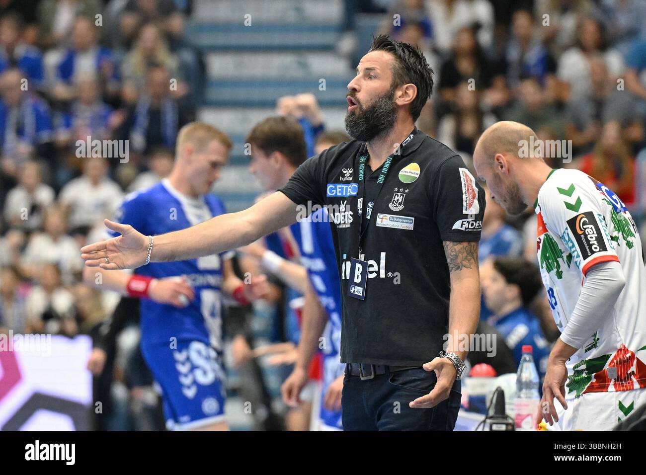 Bennet Wiegert (SC Magdeburg Trainer) reklamiert VfL Gummersbach vs. SC ...