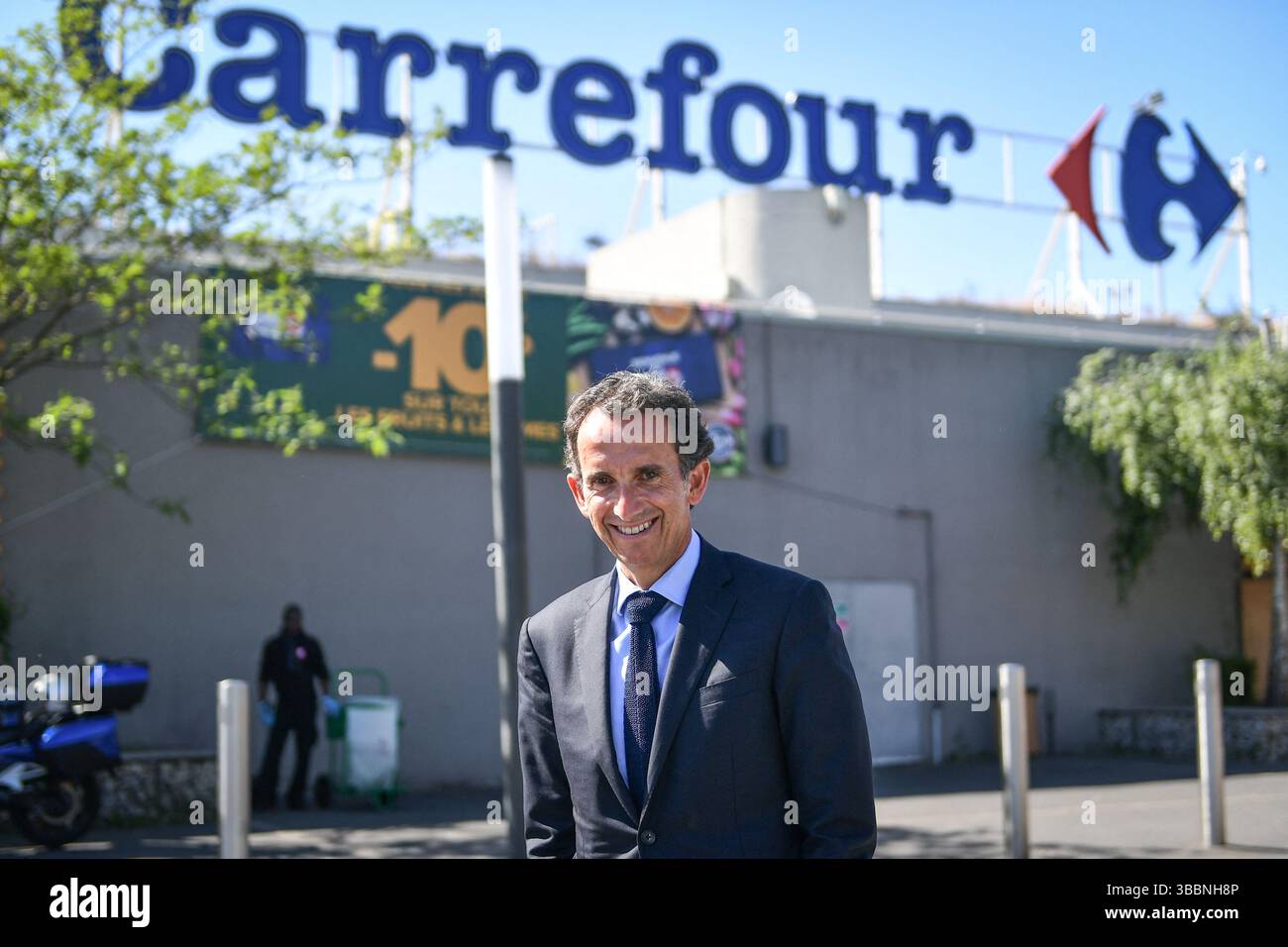 Paris, France. 16th May, 2025. CEO of Carrefour Alexandre Bompard looks ...