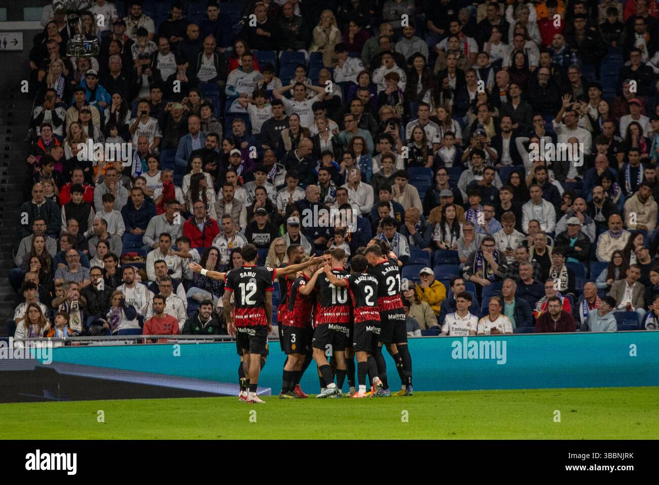 Madrid, Spain. 14th May, 2025. Real Mallorca players celebrate a goal ...