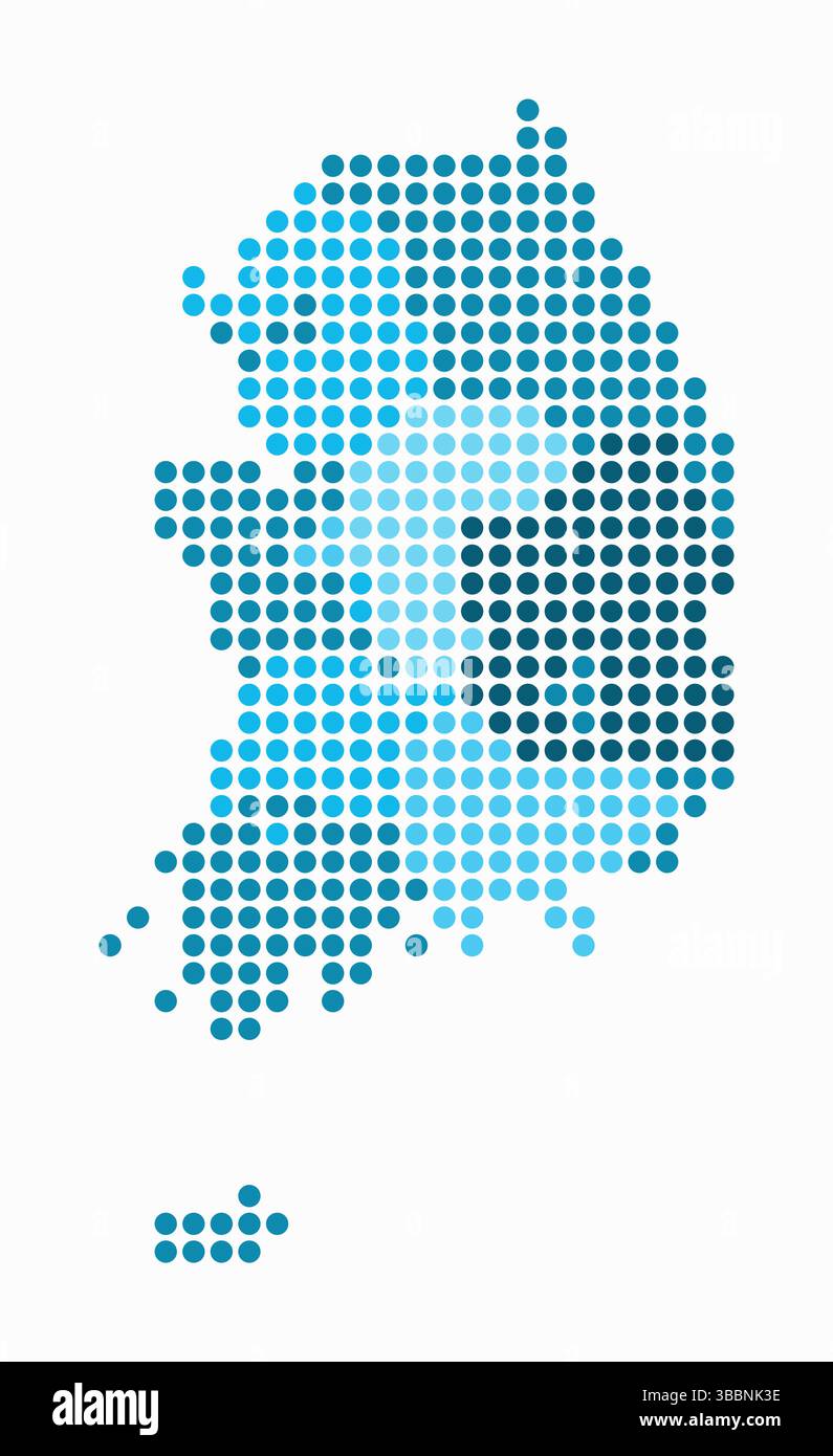 Republic of Korea dotted map. Digital style map of the country on a ...