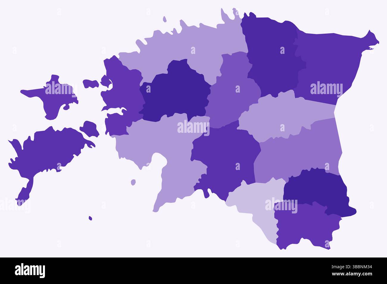 Map of Estonia with regions. Just a simple country border map with ...