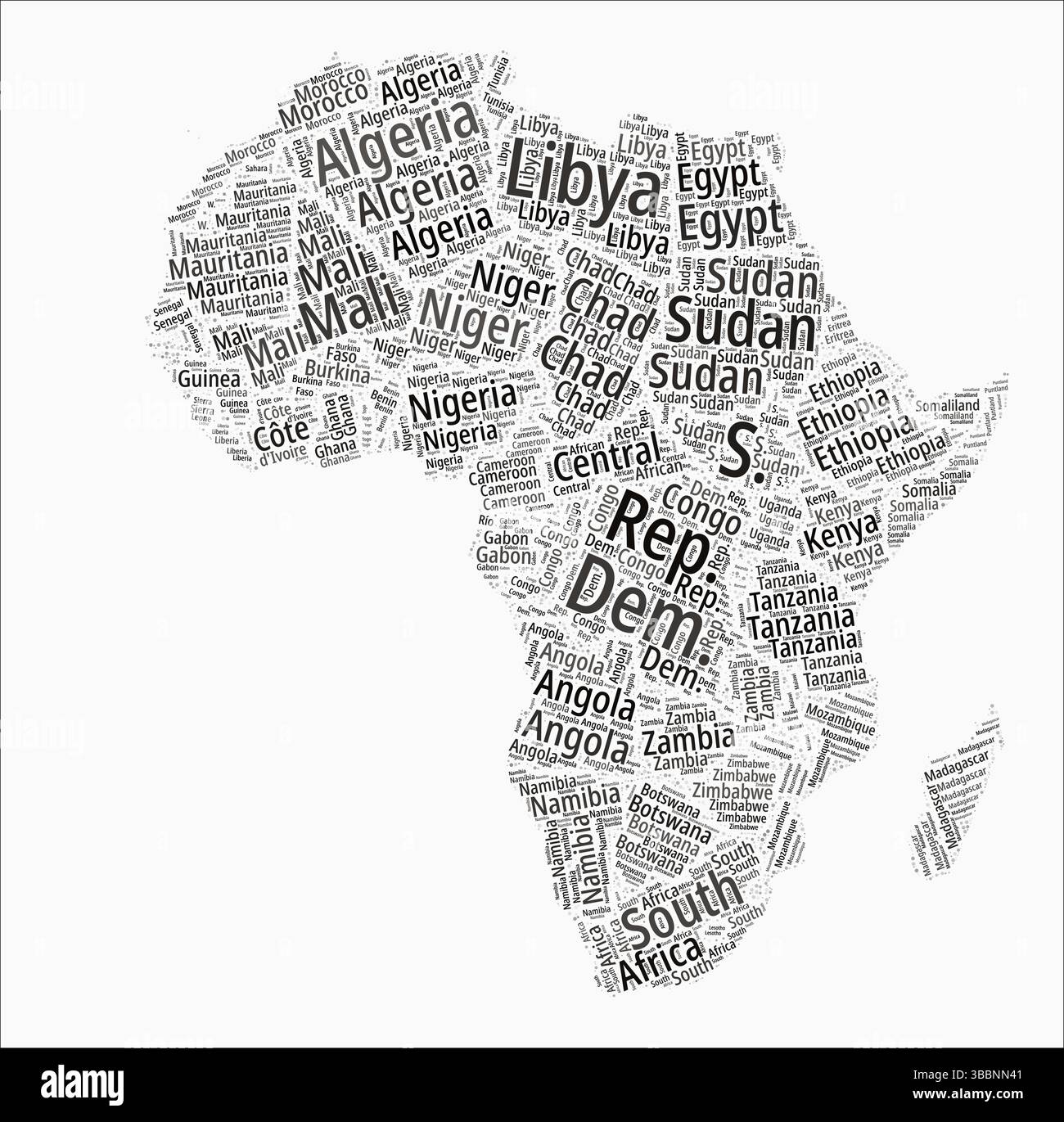Africa text style countries hi-res stock photography and images - Alamy