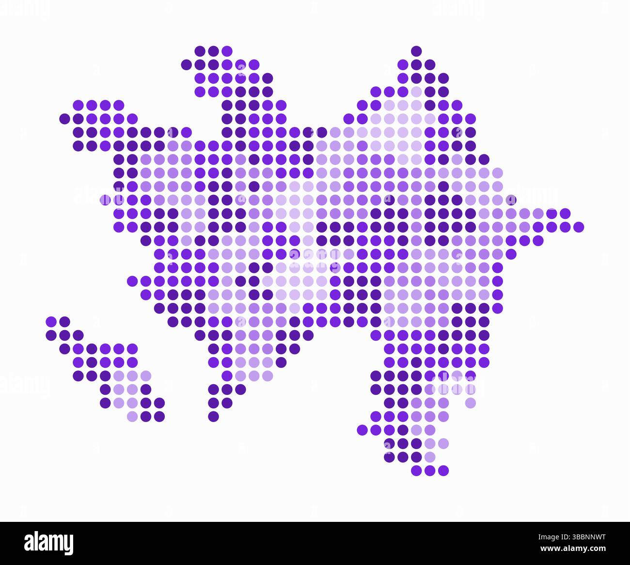 Azerbaijan dotted map. Digital style map of the country on a white ...