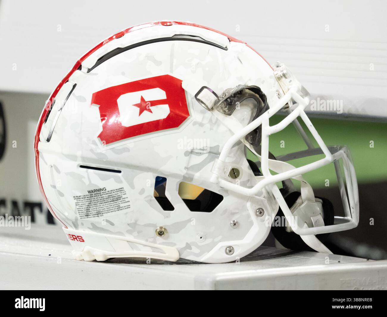DETROIT, MI - MAY 04: A DC Defenders helmet is pictured before the UFL ...