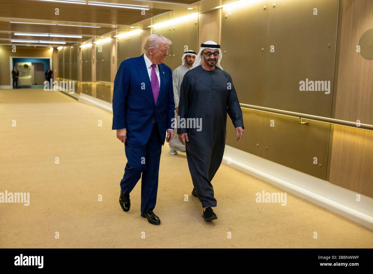 President Donald Trump greets UAE President Sheikh Mohamed bin Zayed Al ...