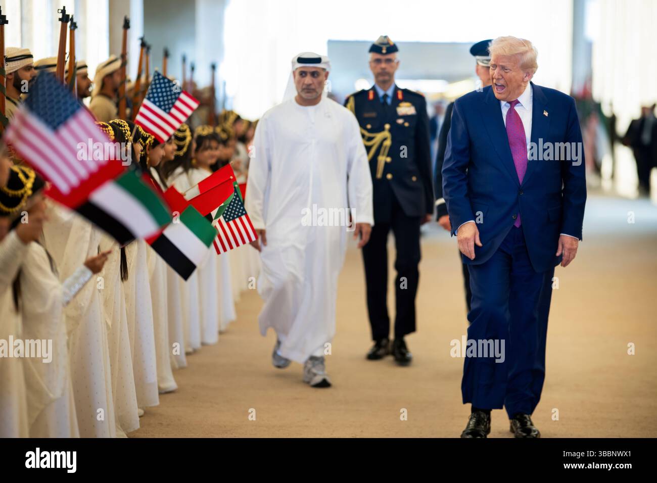 President Donald Trump greets UAE President Sheikh Mohamed bin Zayed Al ...