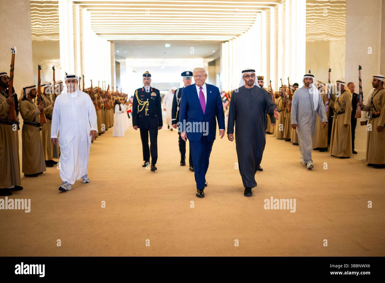 President Donald Trump greets UAE President Sheikh Mohamed bin Zayed Al ...