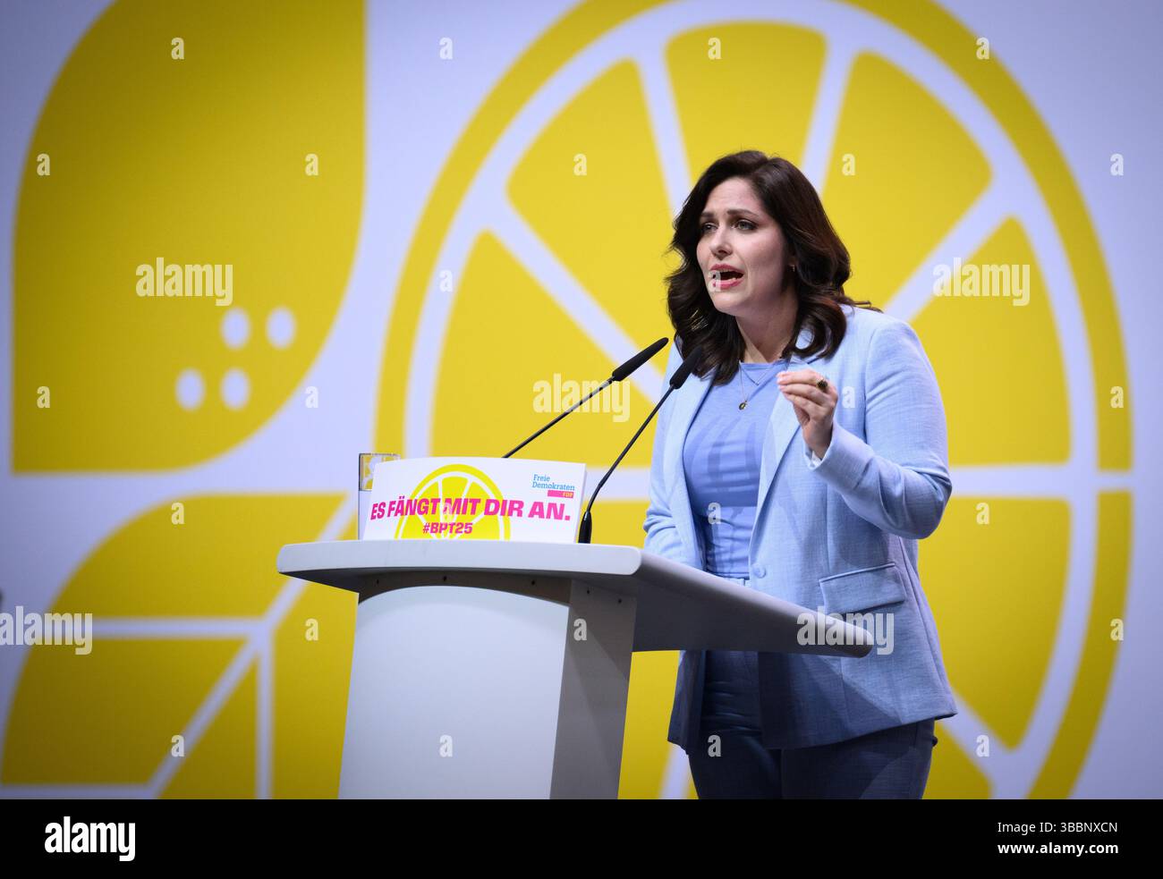 Berlin, Germany. 16th May, 2025. Svenja Hahn speaks before her election ...