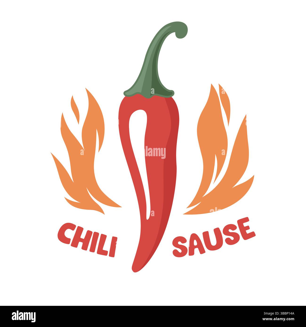 Spicy Chili Pepper With Flames Hot Sauce Logo. Fiery Chili Pepper ...