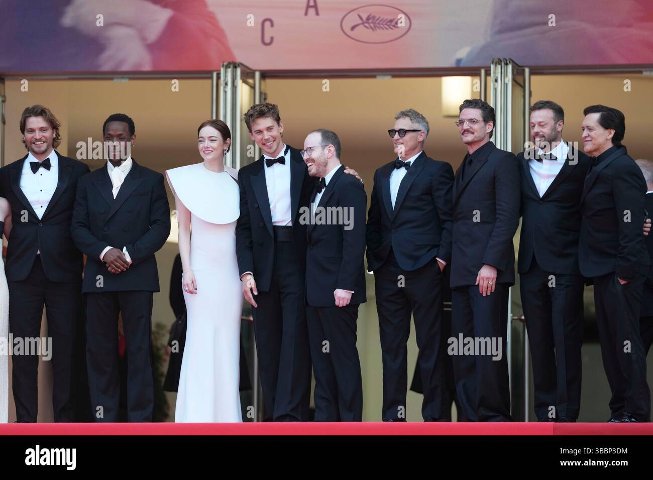 Luke Grimes, from left, Micheal Ward, Emma Stone, Austin Butler ...