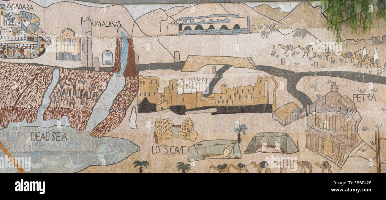Wall mural showing outline map of Jordan historic sites including Dead ...