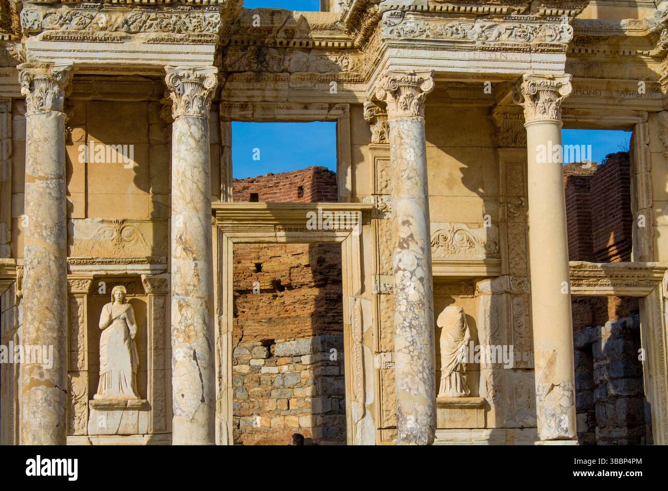 Ancient antique city of Efes, Ephesus in Turkey. Celsus library ruin in ...