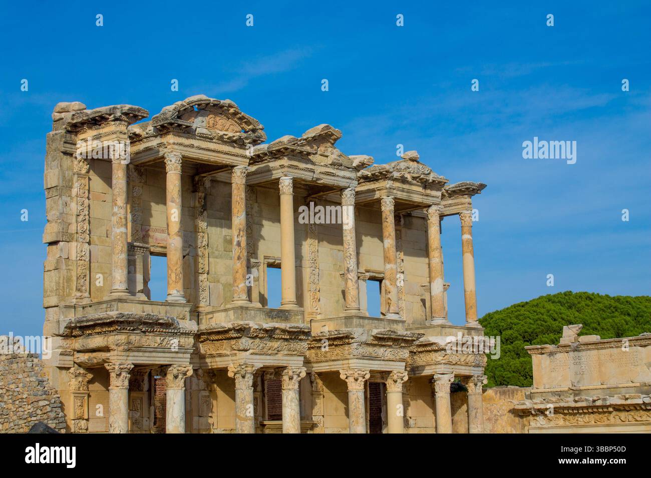 Ancient antique city of Efes, Ephesus in Turkey. Celsus library ruin in ...