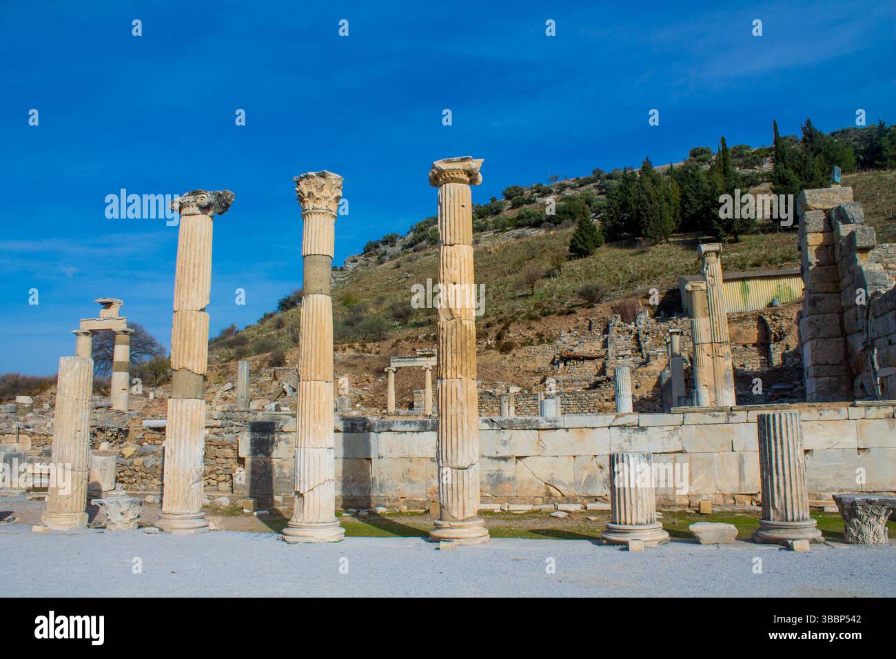 Ancient antique city of Efes, Ephesus in Turkey. Celsus library ruin in ...