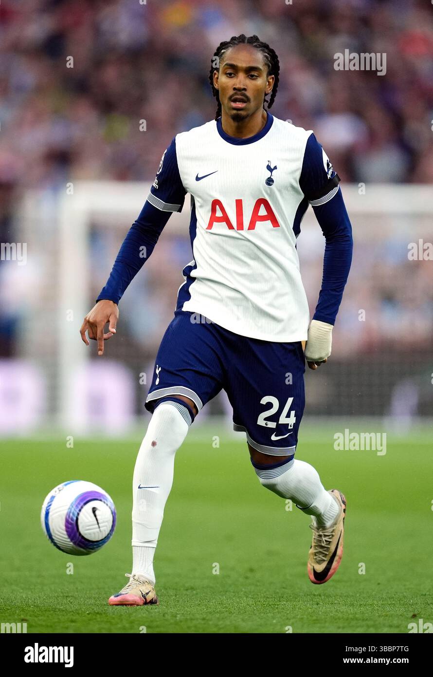 Tottenham Hotspur's Djed Spence in action during the Premier League ...