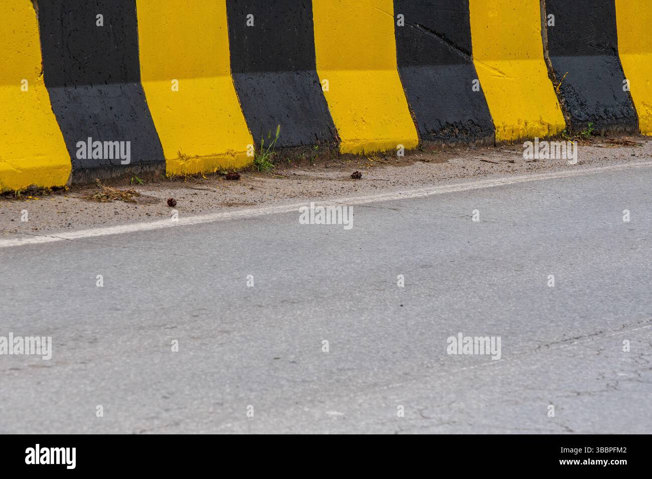 Concrete Fence and Asphalt Road – Urban Angle Perspective Stock Photo ...