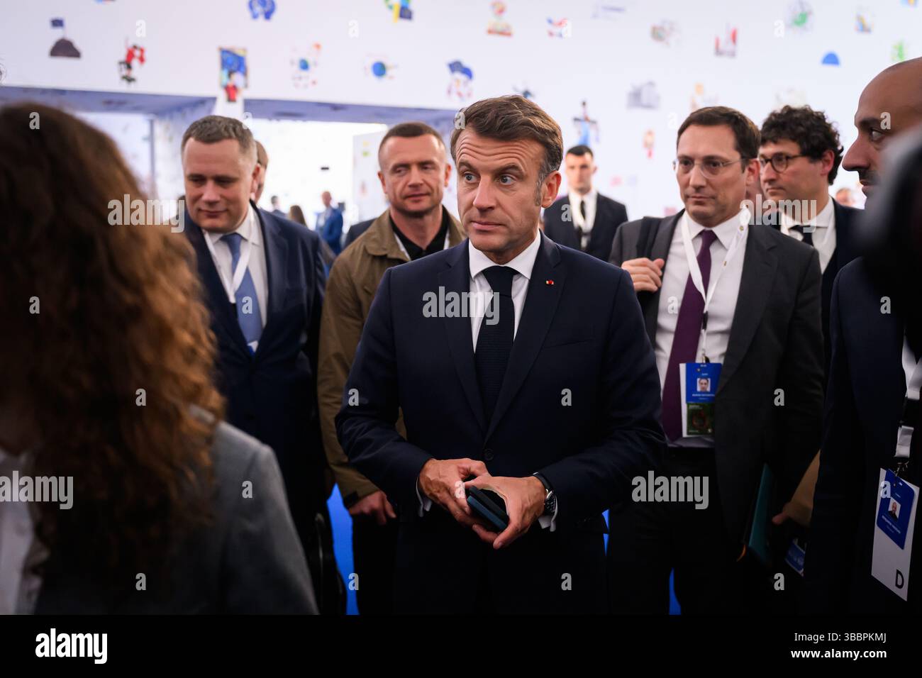 France's President Emmanuel Macron arrives for a meeting at the ...