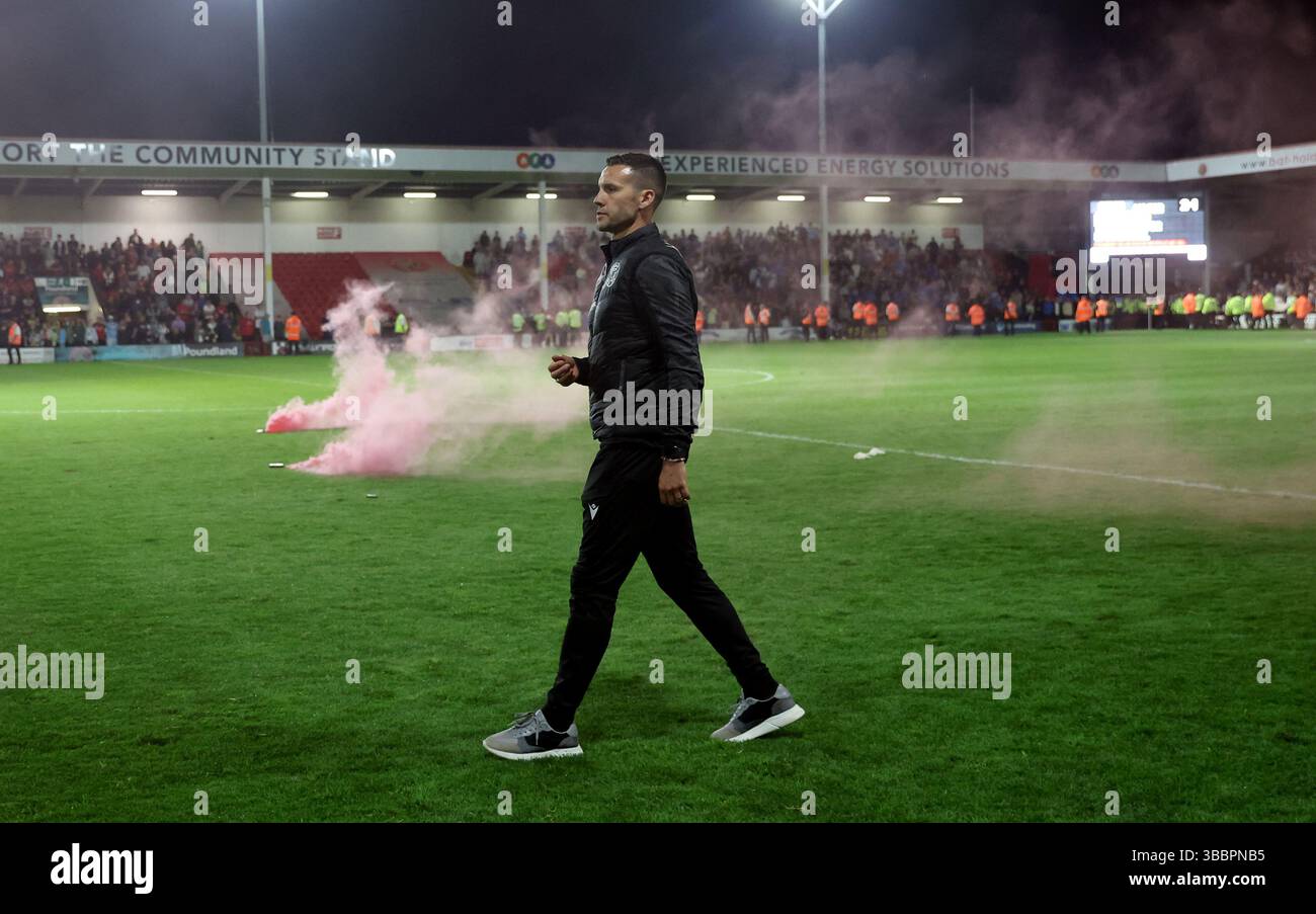 Walsall's manager Mat Sadler at the final whistle after the Sky Bet ...