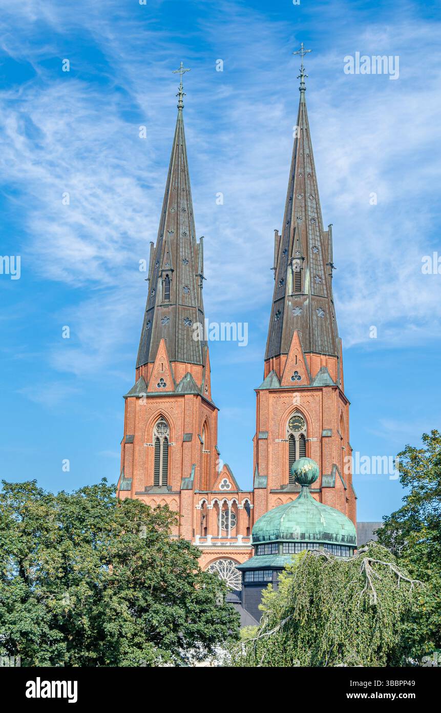 Uppsala Cathedral, a Lutheran Gothic church in Uppsala, Sweden ...