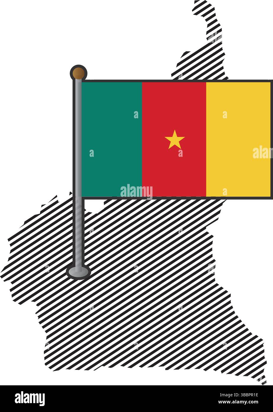 Cameroon map with flag. Vector illustration Stock Vector Image & Art ...