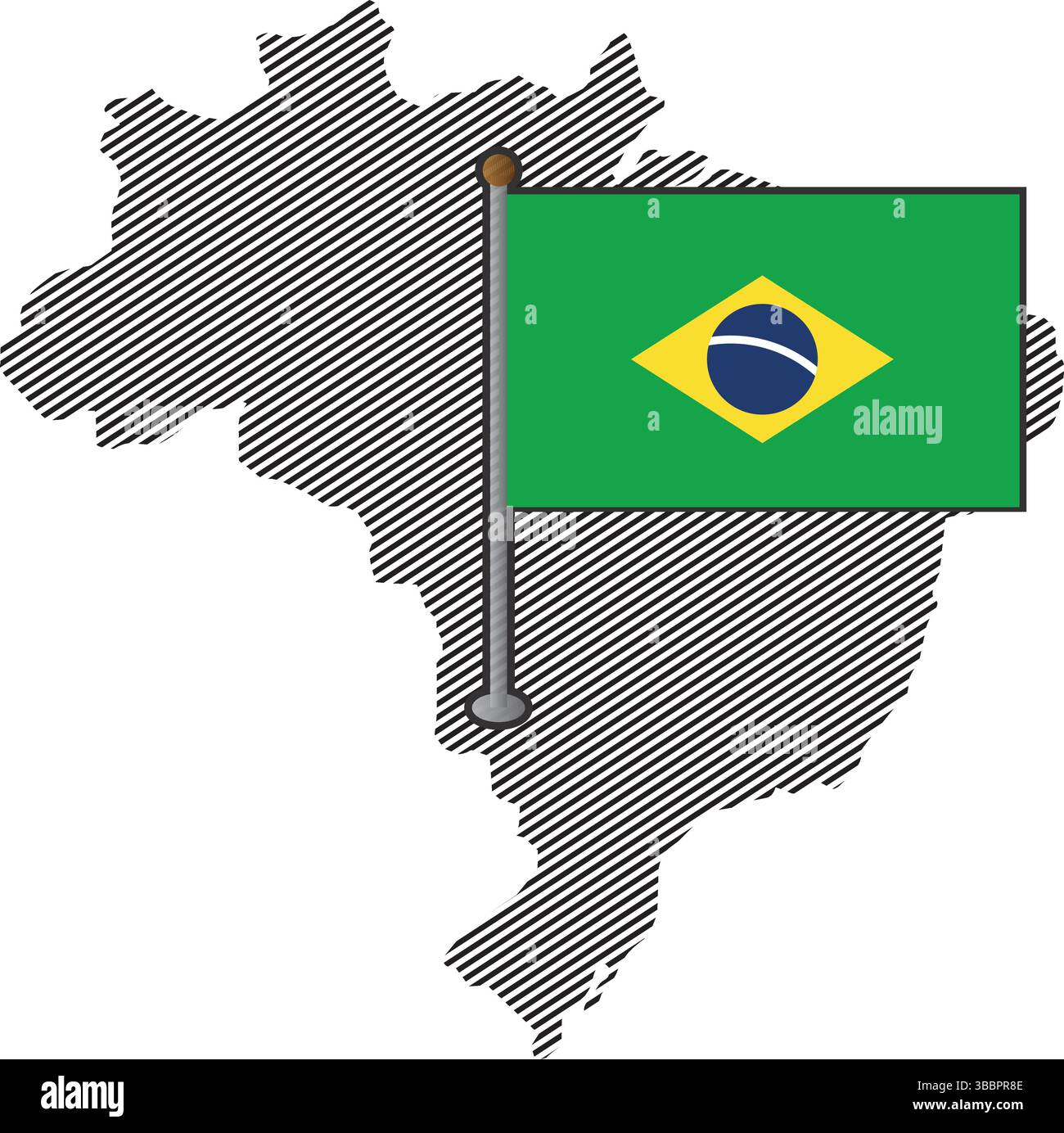 Brazil map with flag. Vector illustration Stock Vector Image & Art - Alamy