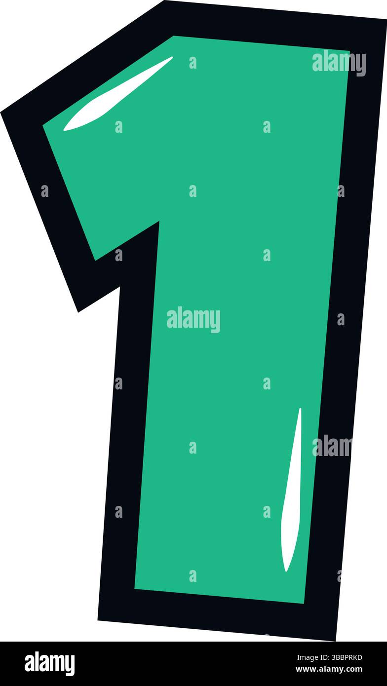 Bold cartoon number one. Vector illustration Stock Vector Image & Art ...