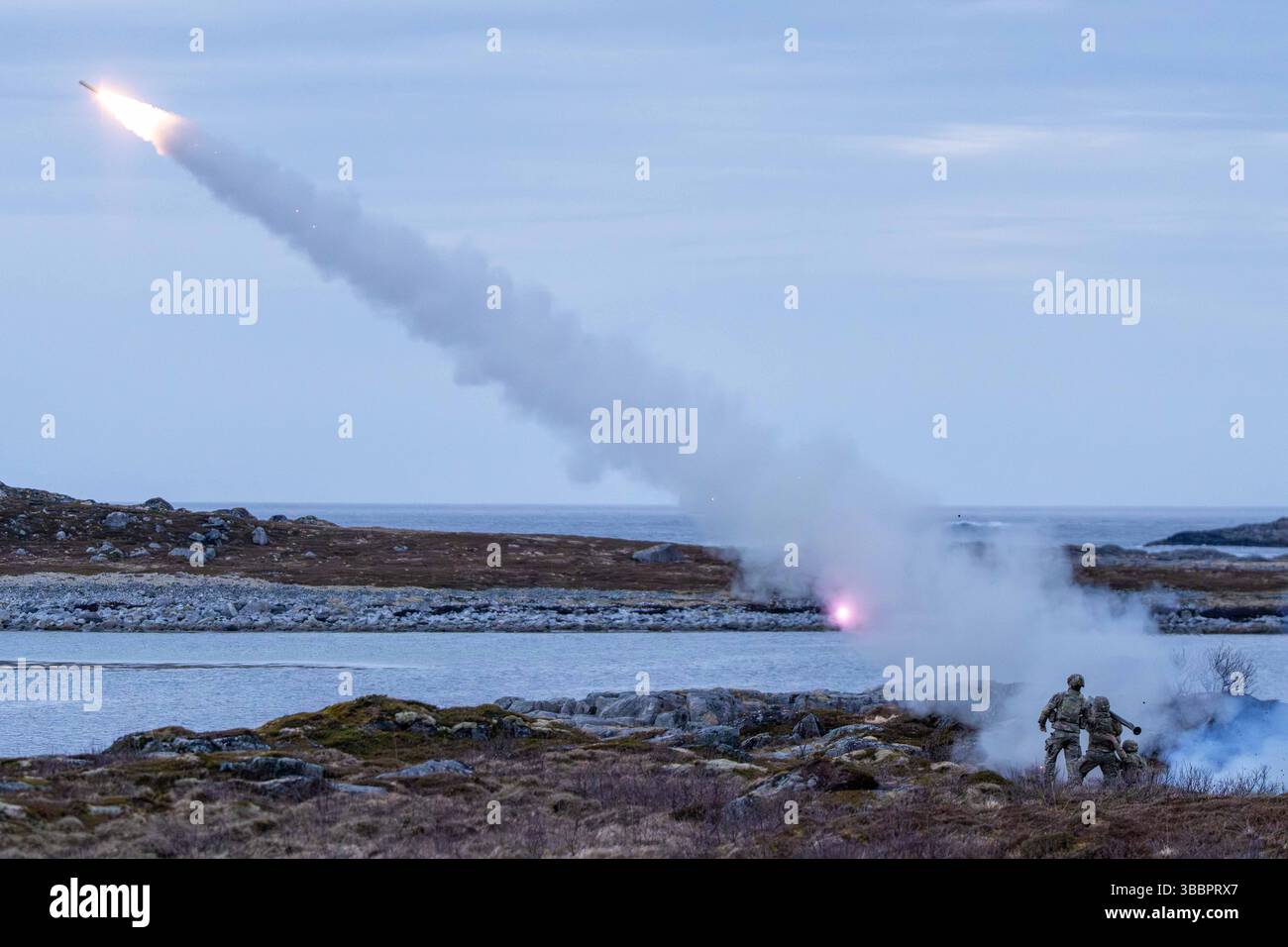 Norway. 9th May, 2025. A stinger crew from 5-4 ADAR fires a stinger ...